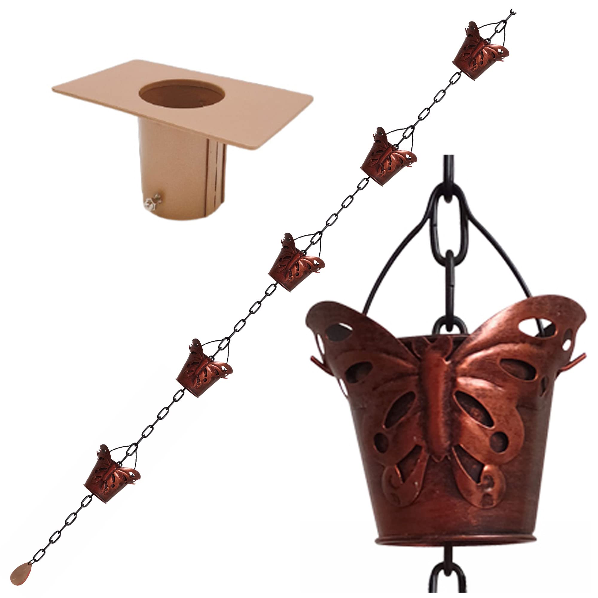 Buy Butterfly 8.5FT Large Iron Rain Chains for Drain Gutter Through ...