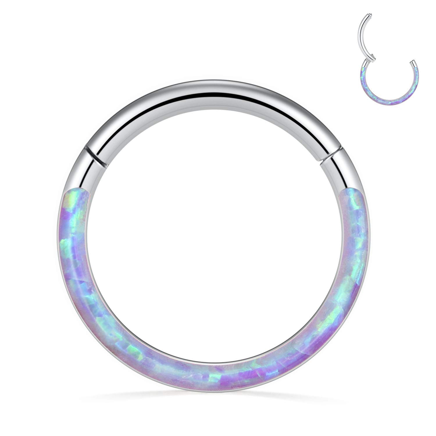 AROWRO Hinged Segment Ring Hoop Septum Clicker CZ 20G 18G 16G 14G 8G 6G ...