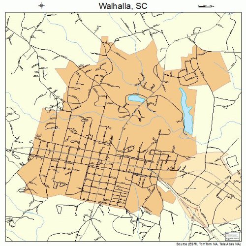 Large Street & Road Map of Walhalla, South Carolina SC - Printed poster ...