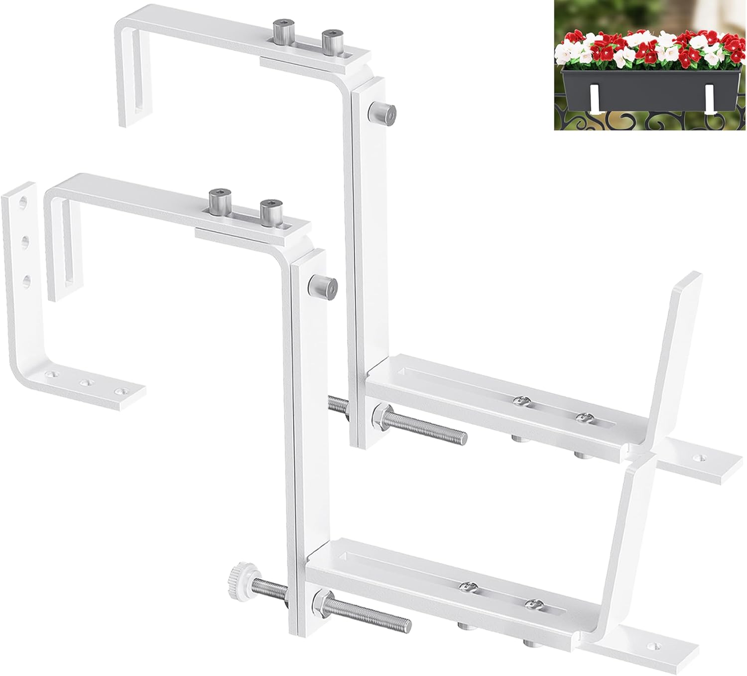 Amazon.com: Y&M 2 Pack Deck Railing Adjustable Planter Box Brackets (6 ...