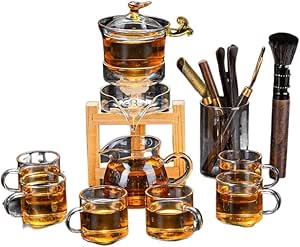 Amazon.com: Tea Set Transparent Glass Tea Set Lazy Tea Set Tea Cup Set ...