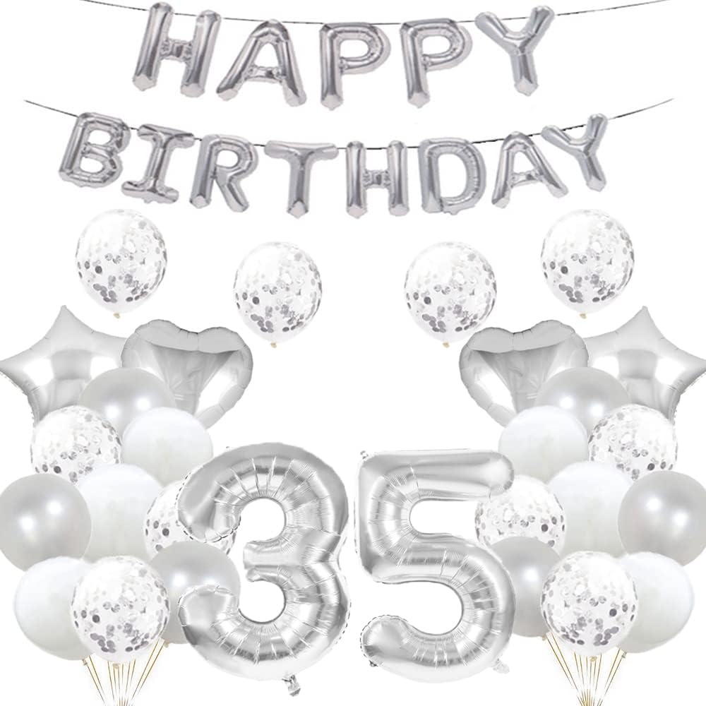 Amazon.com: GLZLMM 35th Birthday Balloon 35th Birthday Decorations ...