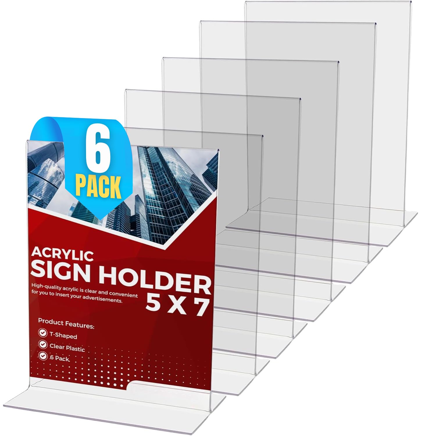 Amazon.com : 1InTheOffice Acrylic Sign Holder 5x7, Vertical Plastic ...