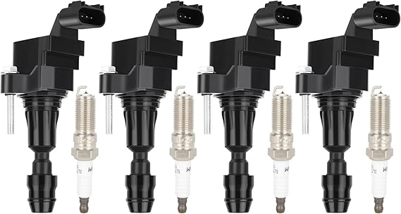 Amazon.com: ECCPP UF491 4 ignition coils with 4 iridium Spark Plugs ...
