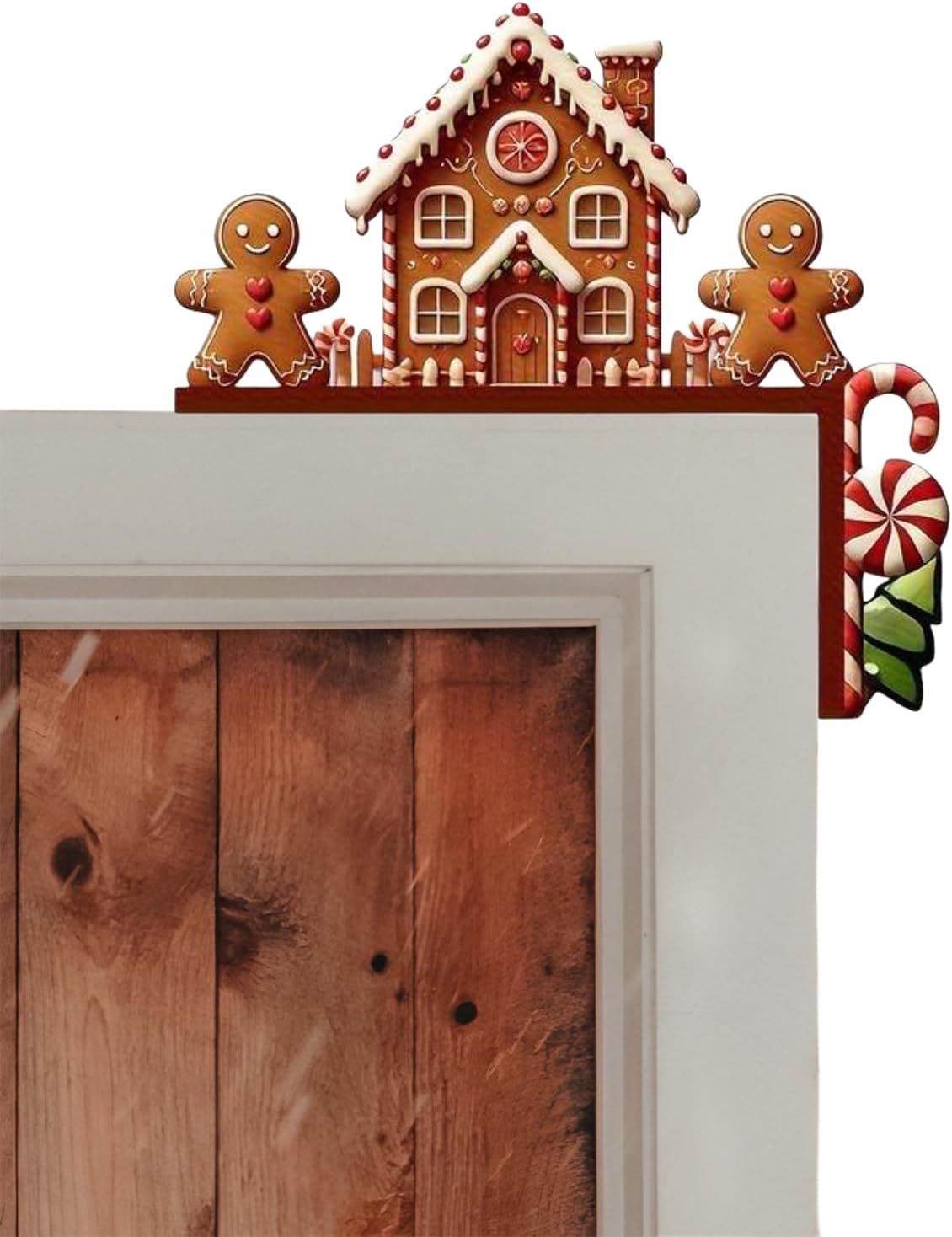 Charming Gingerbread Man with Candy House Christmas Door Frame ...