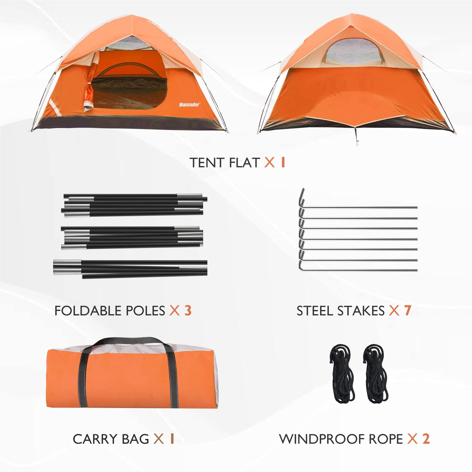 Snapklik.com : MANSADER Camping Tent,Waterproof 4 Person Tents For ...