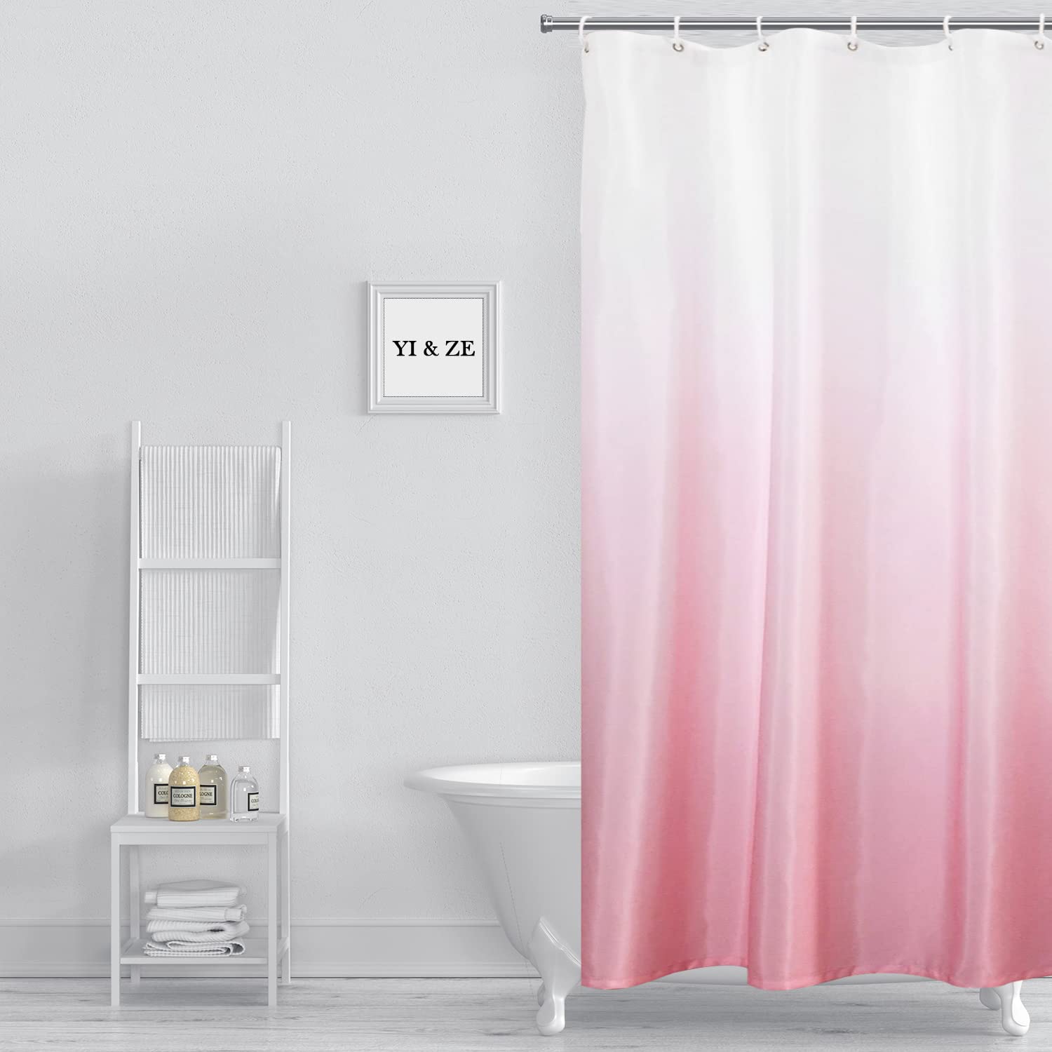 Amazon.com: YI & ZE Ombre Pink Shower Curtain Sets for Bathroom ...