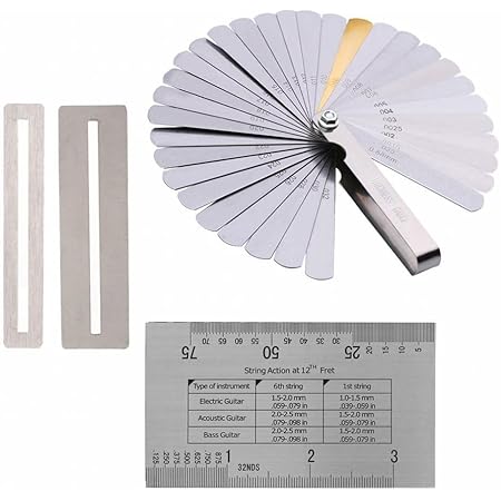 Guitar Fret Ruler Feeler Gauge, Guitar String Action Ruler 32 Balde ...