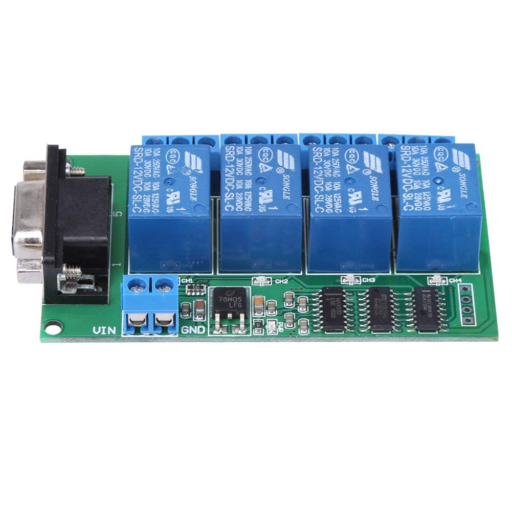 12V 4Ch DB9 RS232 Relay Board Remote Control UART Serial Port Switch 4 ...