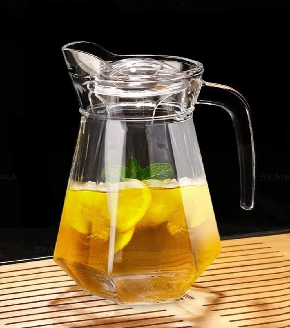 NVRA Premium 1300ml Glass Water Jug with Plastic Lid & Handle | 1.3L ...