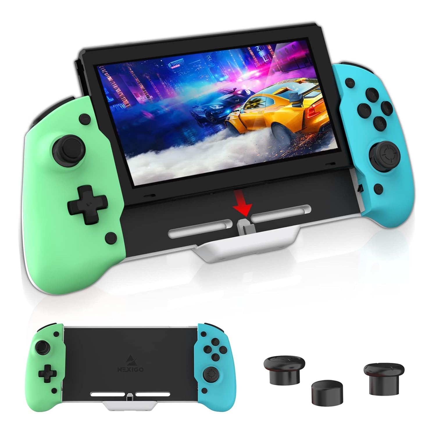NexiGo Gripcon Switch Controller for Handheld Mode, Ergonomic Controller for Nintendo Switch ...