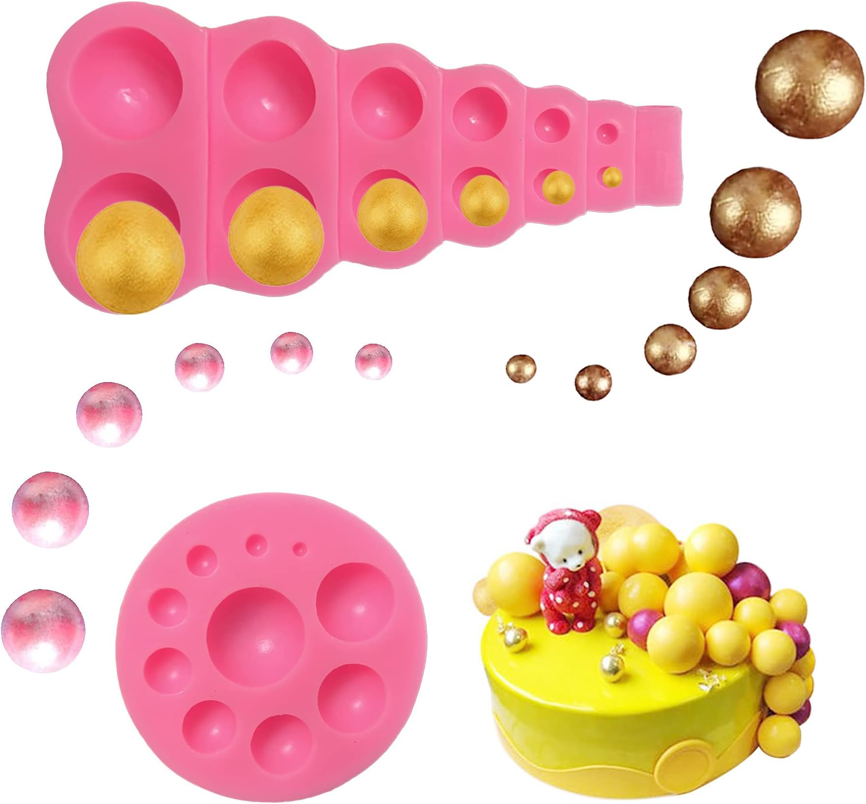 Amazon.com: Hemispherical Pearl Ball Fondant Molds 2pcs, Heart Shape ...