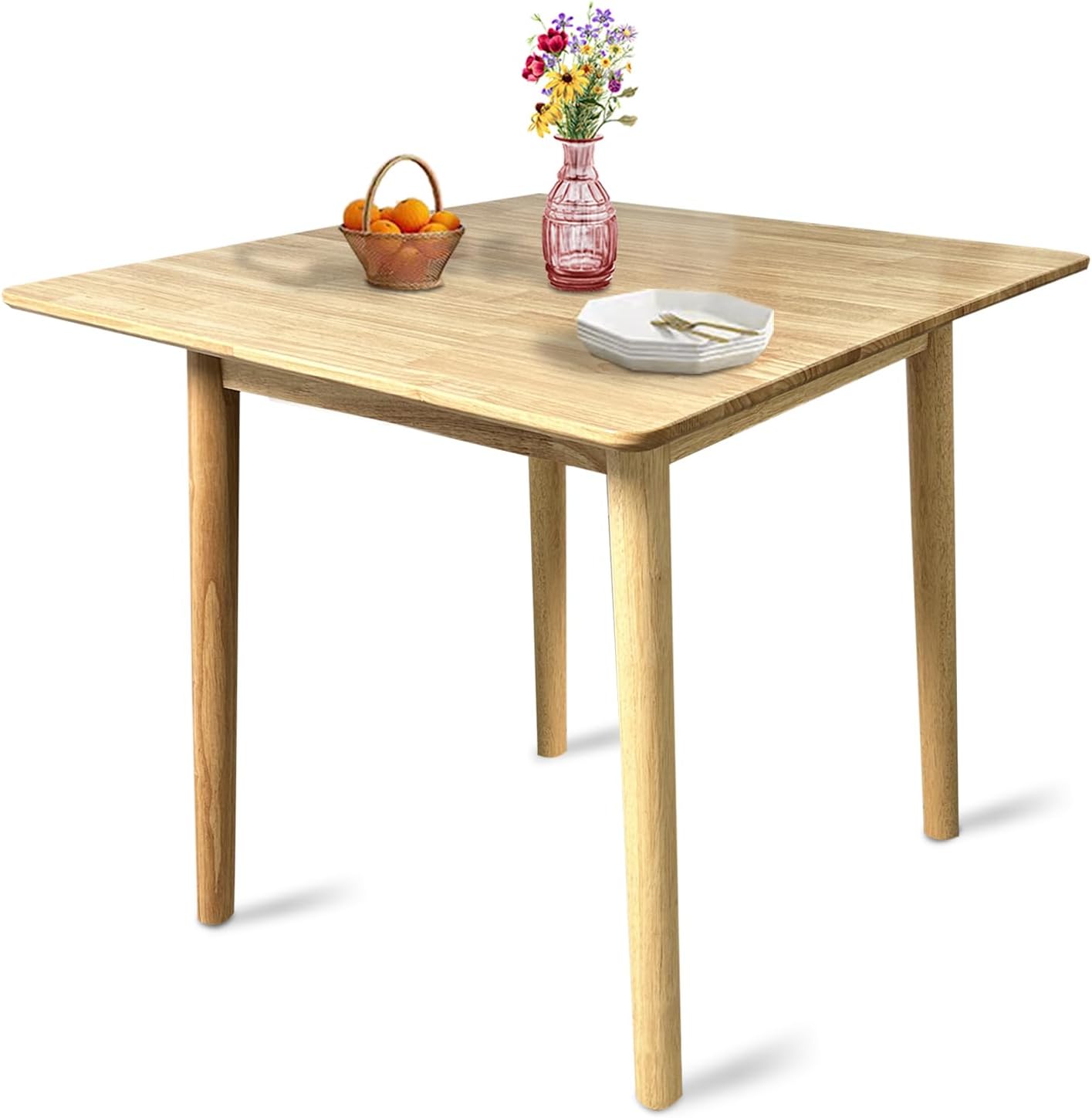 Amazon.com - QLLY 31.5 inch Solid Wood Square Dining Table, Natural ...