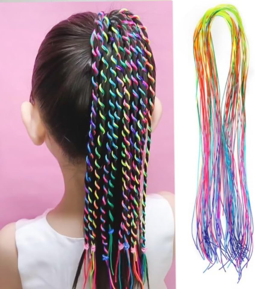 Amazon.com : 30Pcs MultiColorful Hair Wrap String For Braids, Rainbow ...