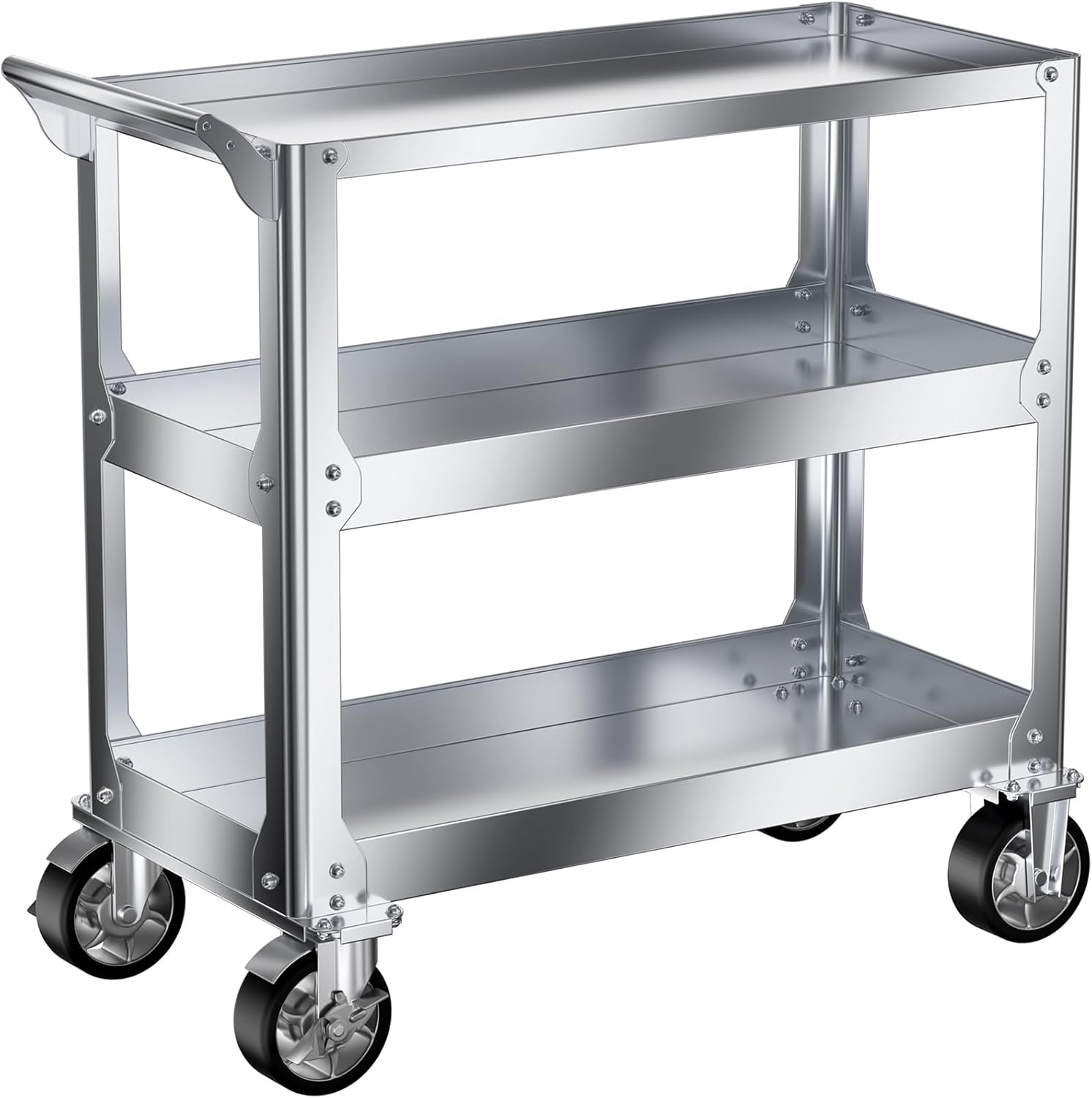 Amazon.com: DDJ Stainless Steel Utility Cart on Wheels, 3-Tier 1100 lbs ...
