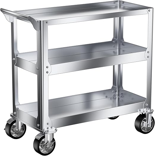 Amazon.com: DDJ Stainless Steel Utility Cart on Wheels, 3-Tier 1100 lbs ...