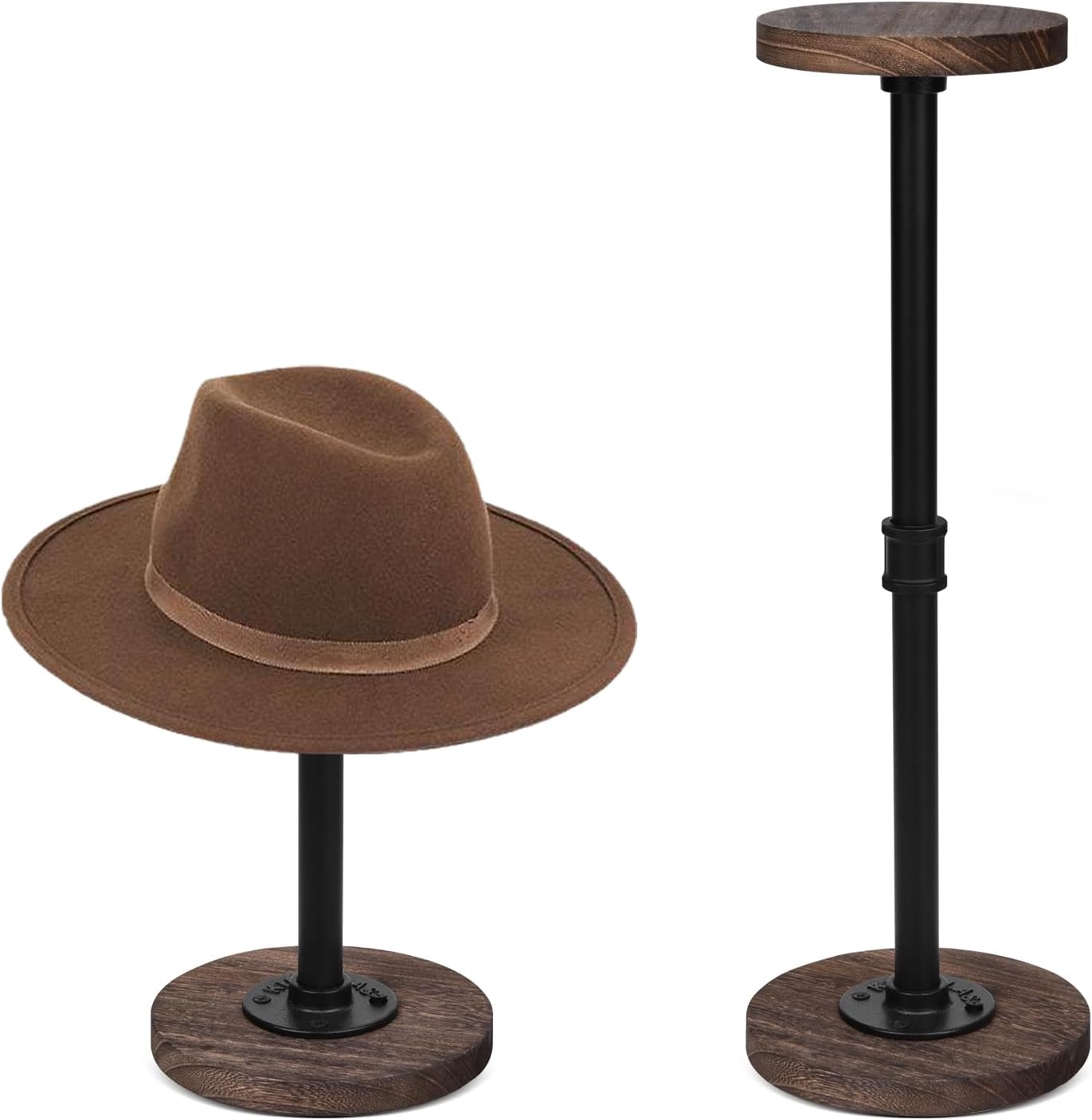Amazon.com: KeaJuidy 2 Pieces Wood Hat Rack Stand with Industrial Metal ...