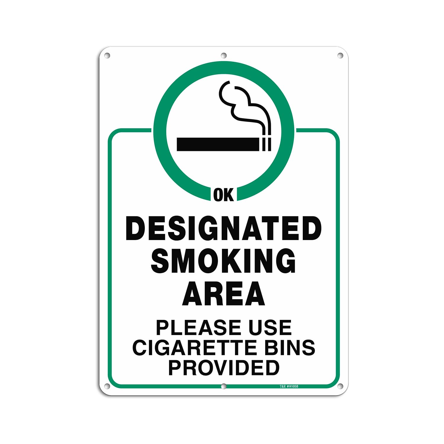 Amazon.com: T&R Designated Smoking Area Sign, Use Cigarette Bins Sign ...