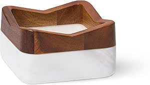 Amazon.com: Nambe Chevron Coaster | 4.5 Inch Acacia Wood & Marble ...