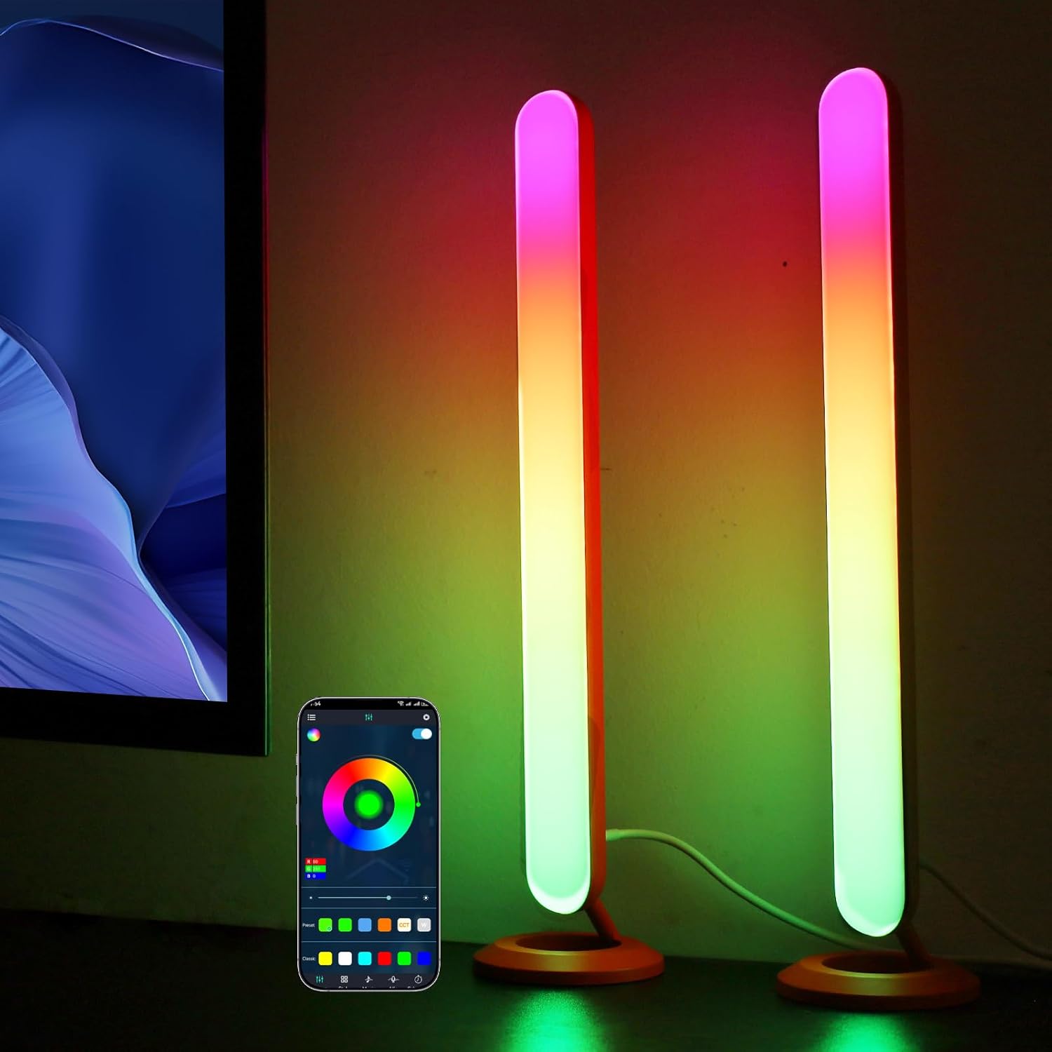 RGBIC LED Light Bars USB Powered Smart Ambient Lighting for Gaming & TV ...