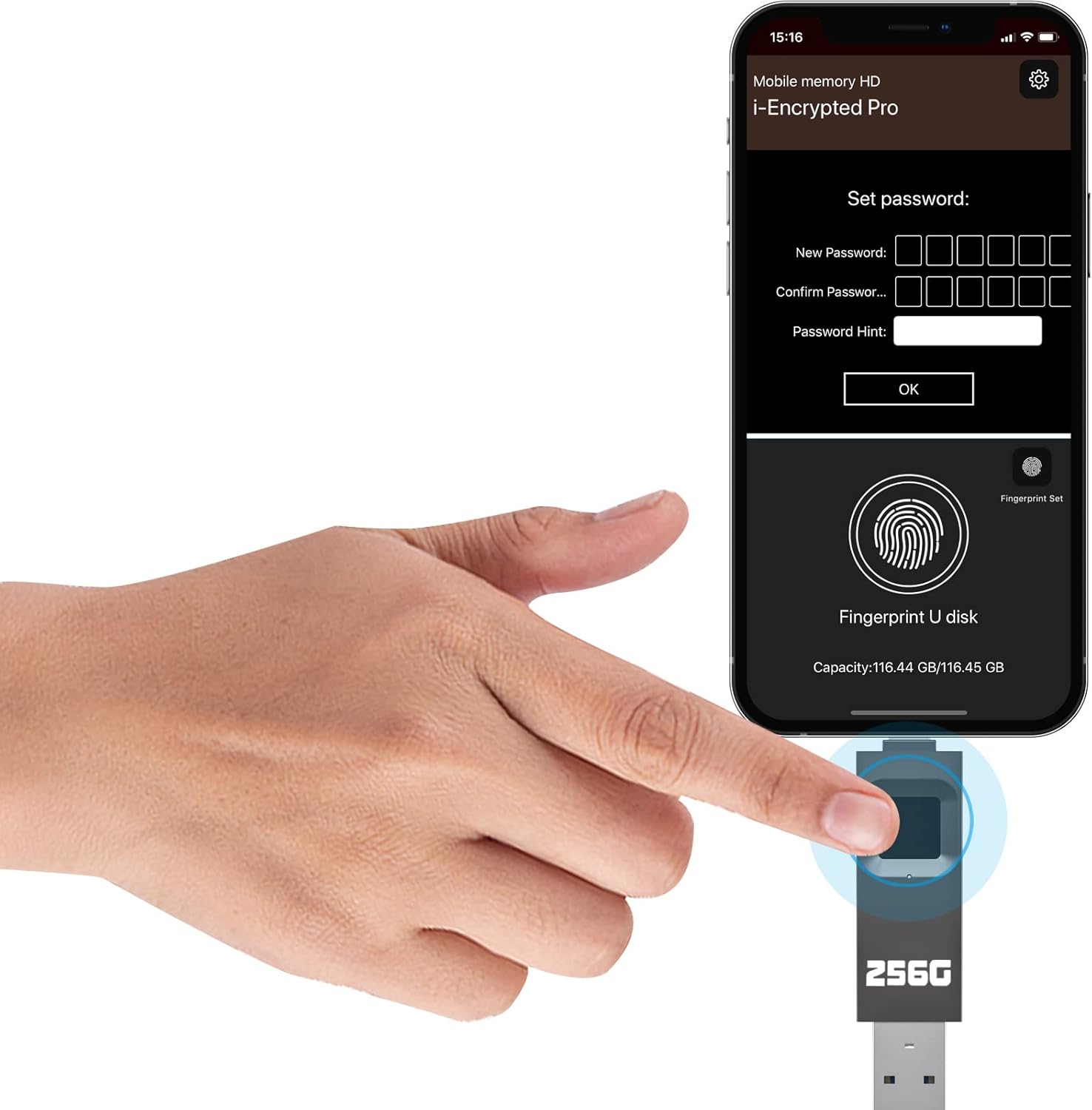 Amazon.com: YIGORN 256GB Encrypted USB Drive,Fingerprint Flash Drive ...