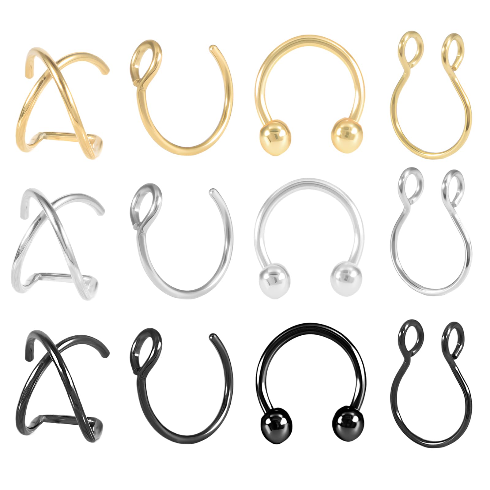 Amazon.com: Amoina Fake Nose Ring Hoop Fake Nose Piercing Fake Nose ...