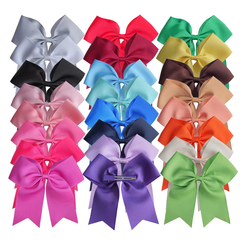 Amazon.com: 24 Colors Cheer Hair Bow Alligator Clips for Baby Little ...