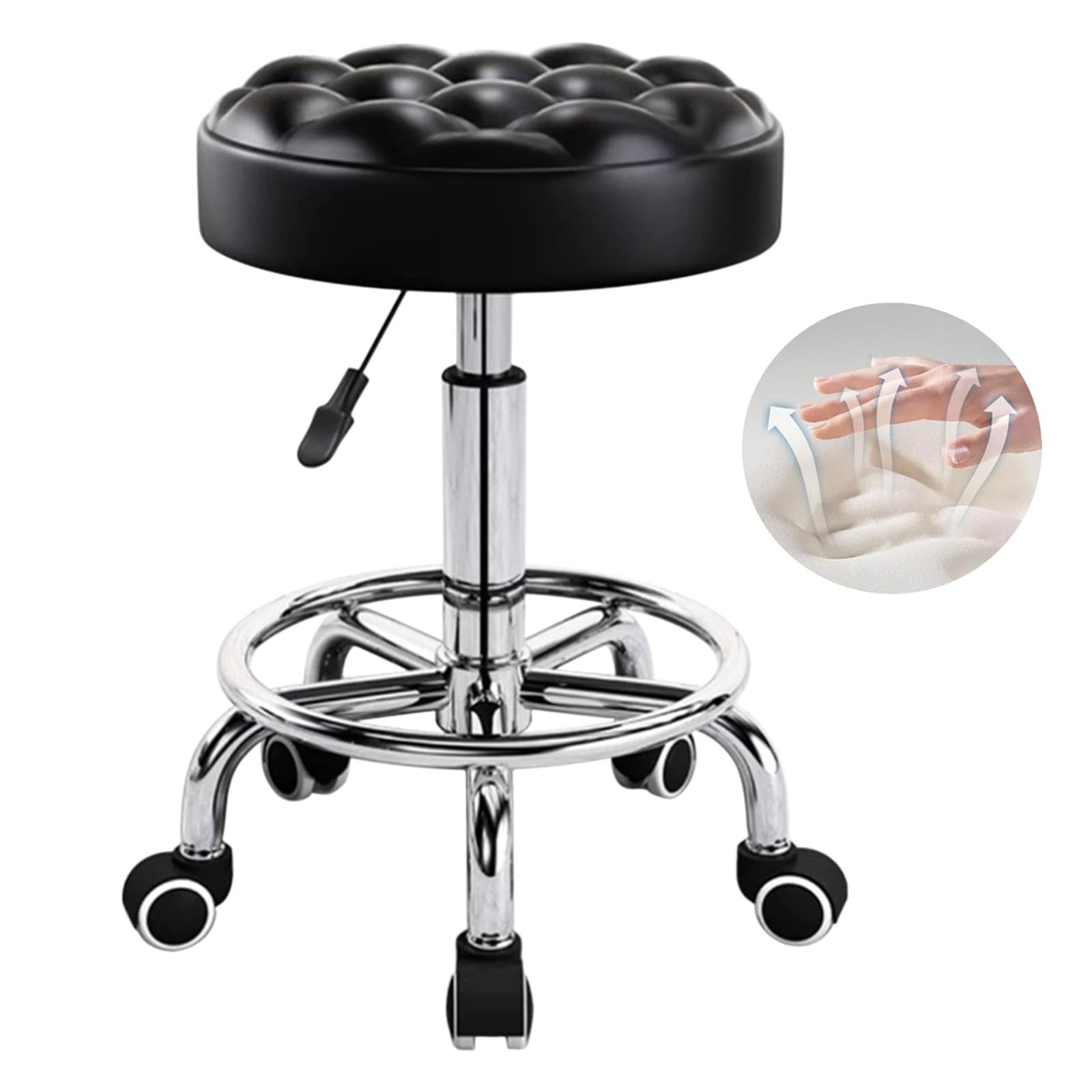 W&H Rollhocker Höhenverstellbar, Hocker mit Rollen bis 150 kg, 360 ...