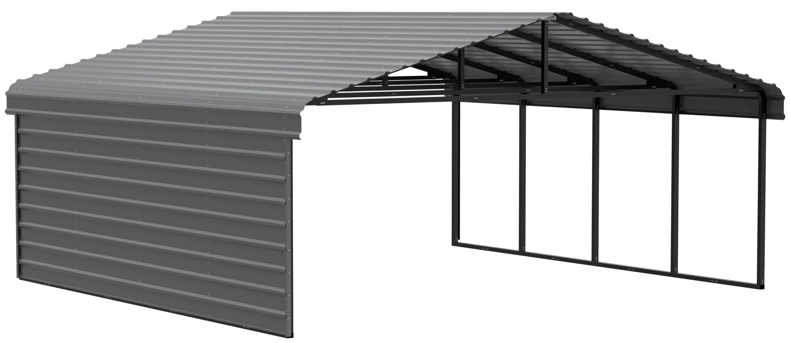Amazon.com: Arrow Carports Galvanized Steel Carport, with 1-Sided ...