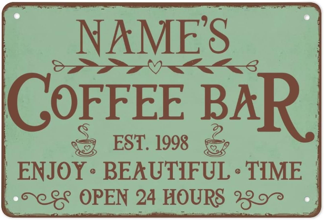 Amazon.com: Custom Coffee Bar Sign - Wall Art Decor for Home, Office ...