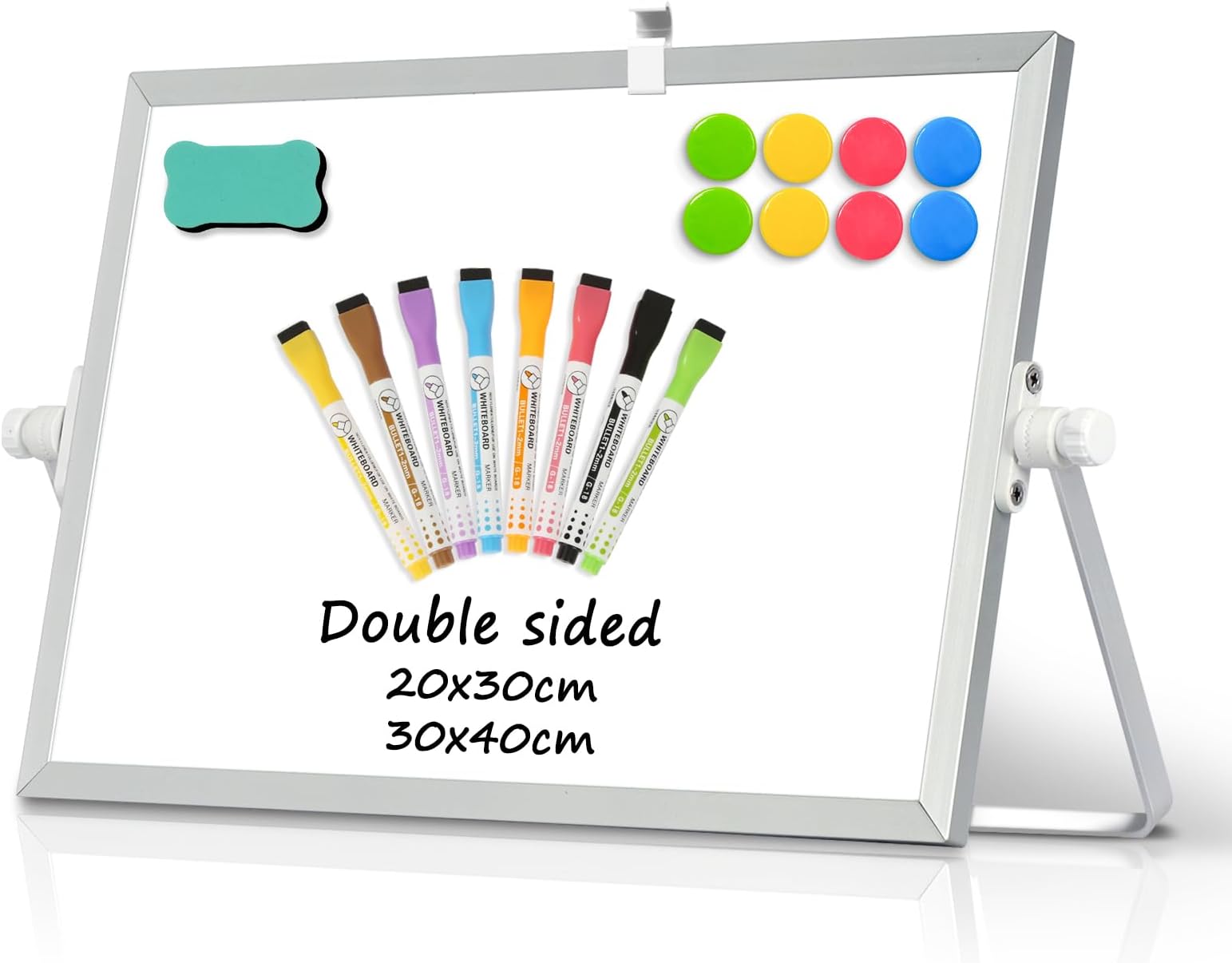 DOLLAR BOSS Magnetic Desktop Whiteboard 20x30cm Double Sided Dry Erase ...