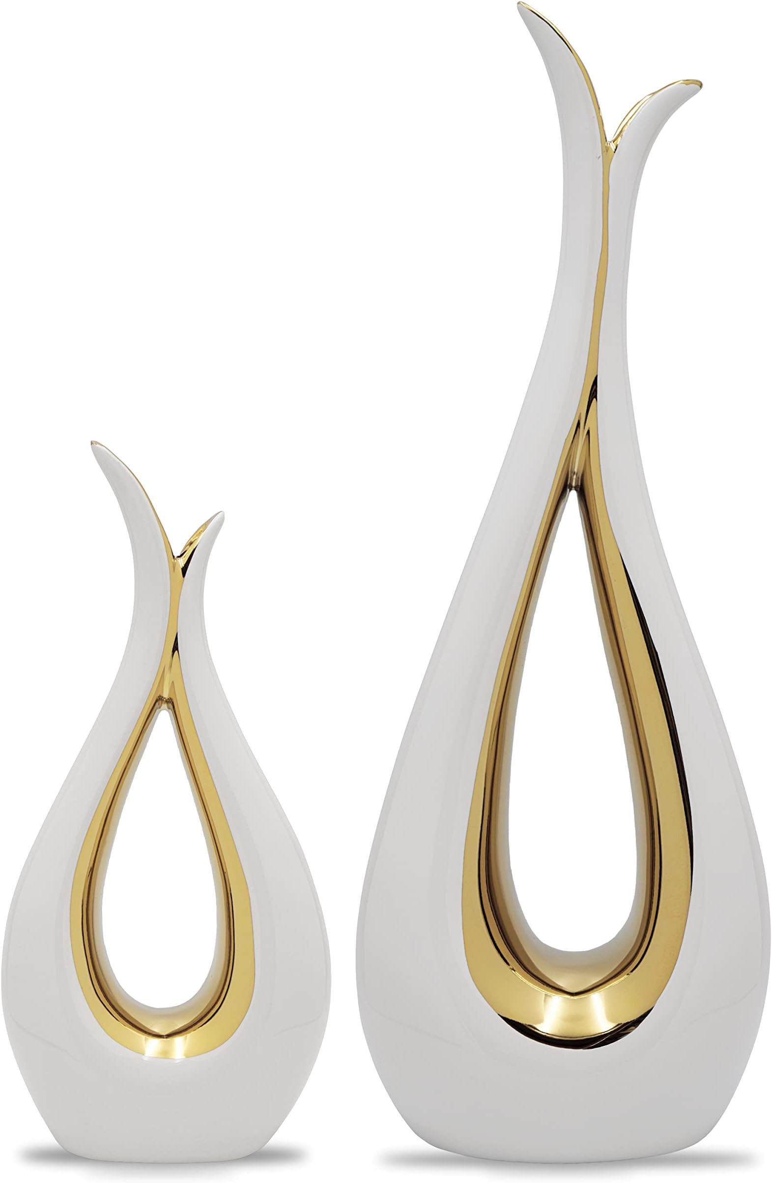 Amazon.com: White and Gold Vase Ceramic White Vases Home Decor,Modern ...