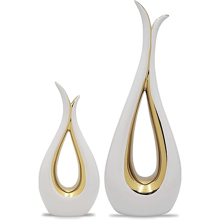 Amazon.com: MNAS Products - White Ceramic Decorative Vases, Set of 2, Nordic, Modern, Minimalist ...