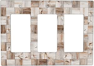 3d Vintage Wood Squares Pattern Triple Rocker Outlet Covers Faceplate ...