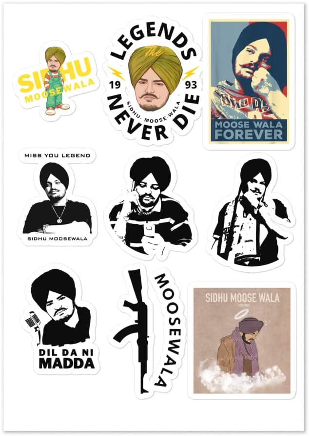 Sidhu moosewala Sticker Sheet 2 no's 5.83″×8.27″, White : A JERSEY ...