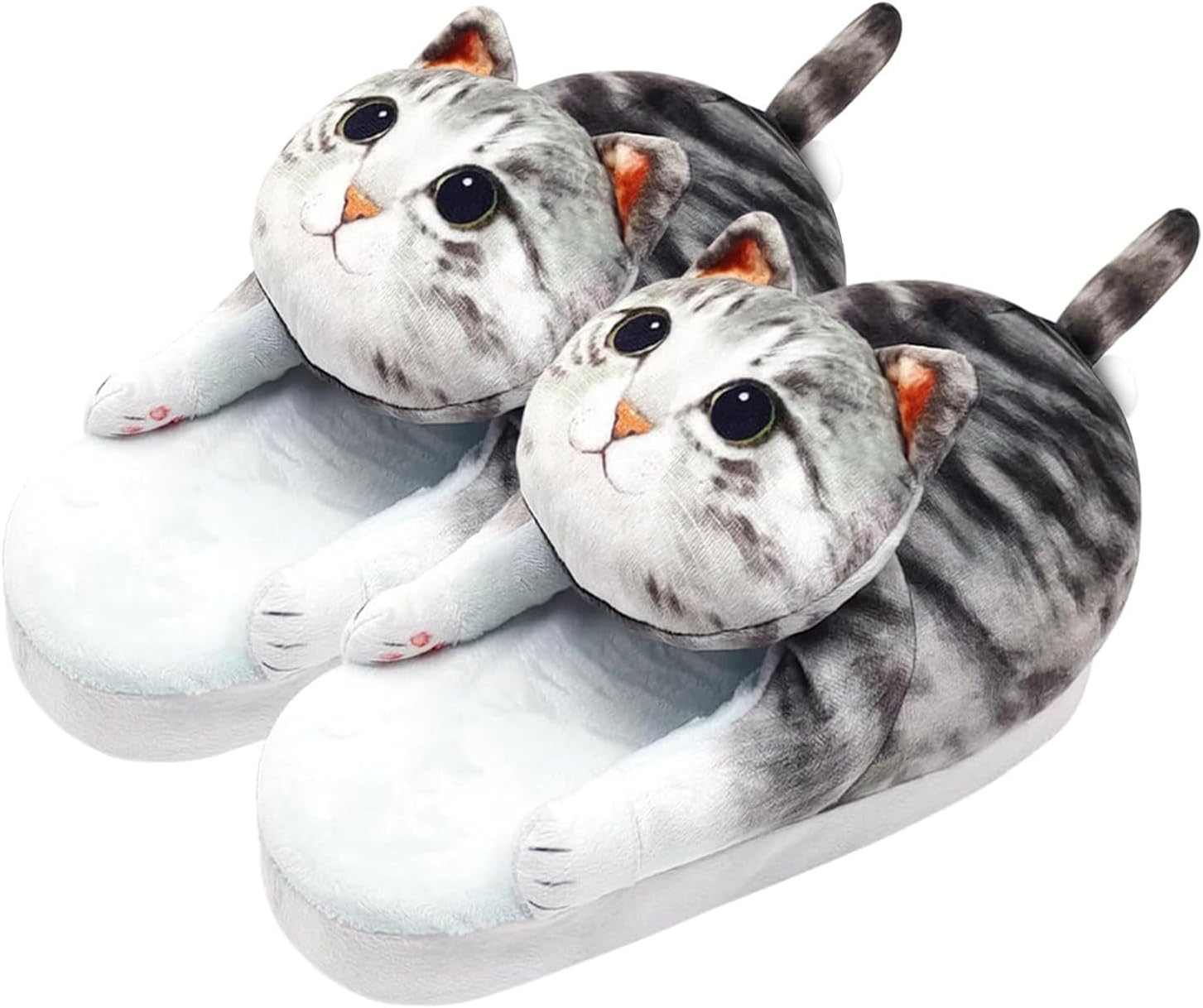 Funny Cat Slippers for Women,Fuzzy Animal Indoor House Shoes with Soft ...