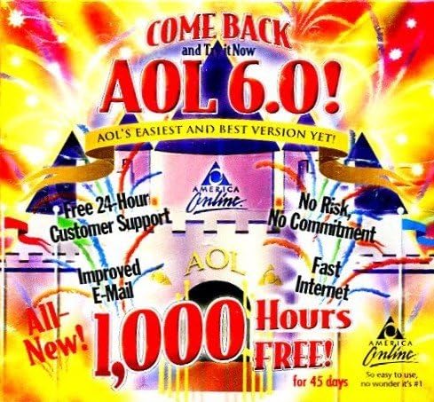 Amazon.com: AOL 6.0/1000 HOURS FREE! /AMERICA ONLINE/COME BACK/BRAND ...