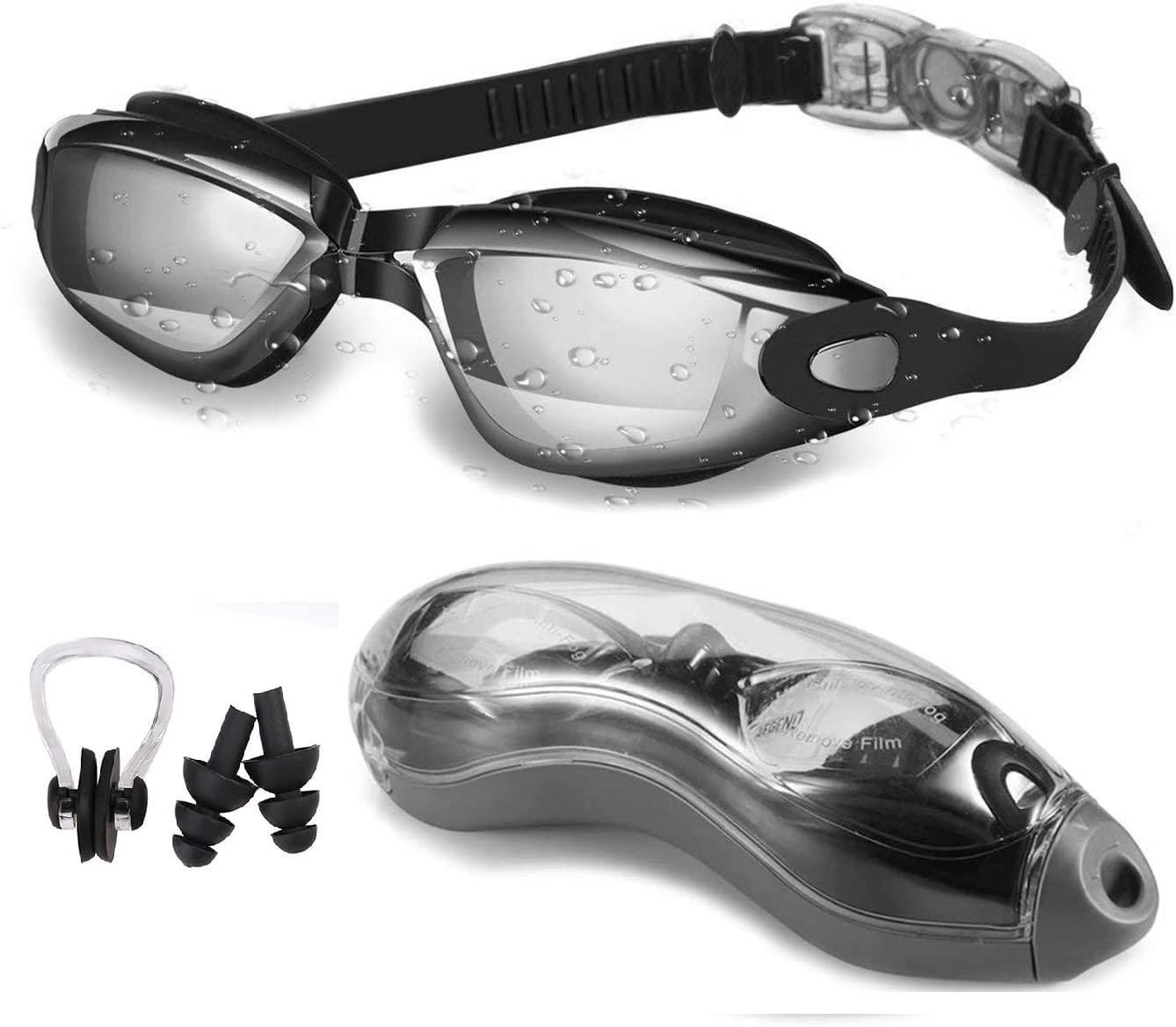 Buy PRIME DEALS Mirrored Wide-Vision Swim Goggles Pro Clear Lens ...