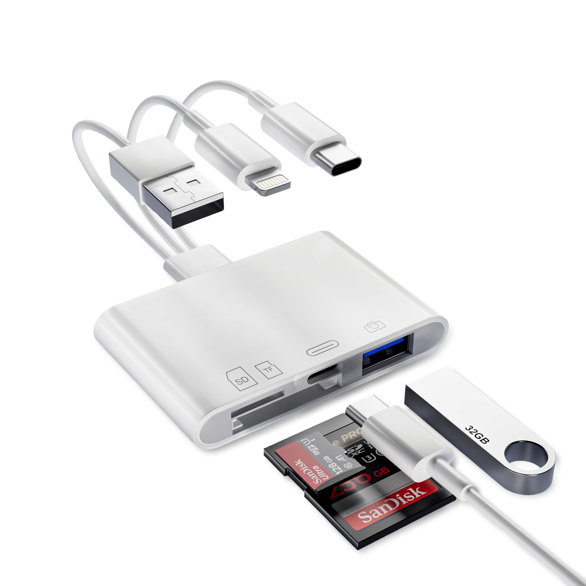 Amazon.com: Universal SD Card Reader for iPhone/Mac/Android, 4 in 1 ...