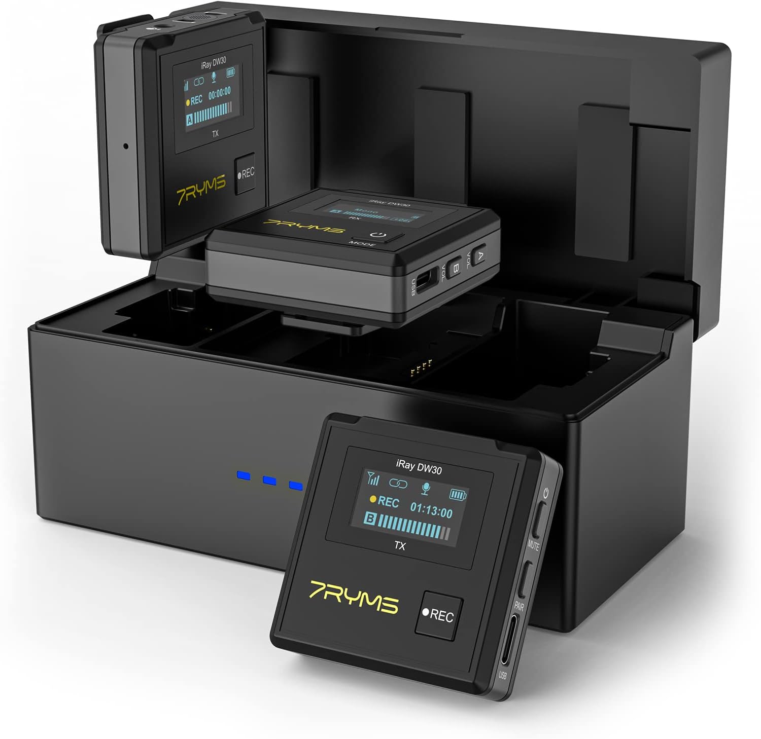 7RYMS Sistema de micrófono inalámbrico de grabación integrada de 8 G ...