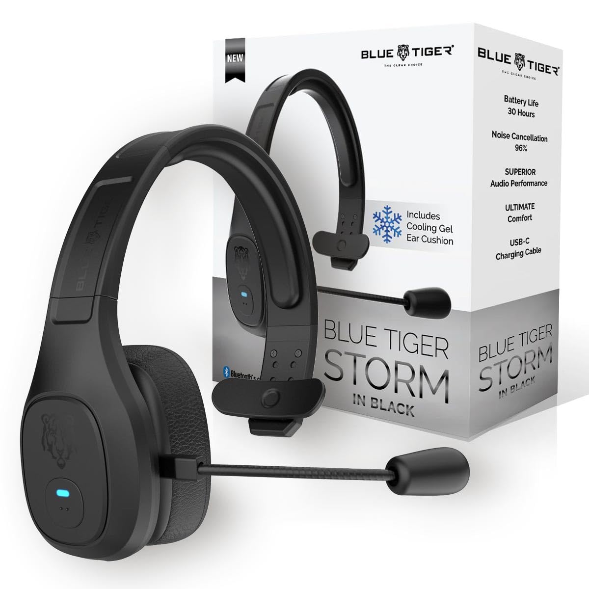 Blue Tiger Storm in Black - Wireless Bluetooth Professional Trucker ...