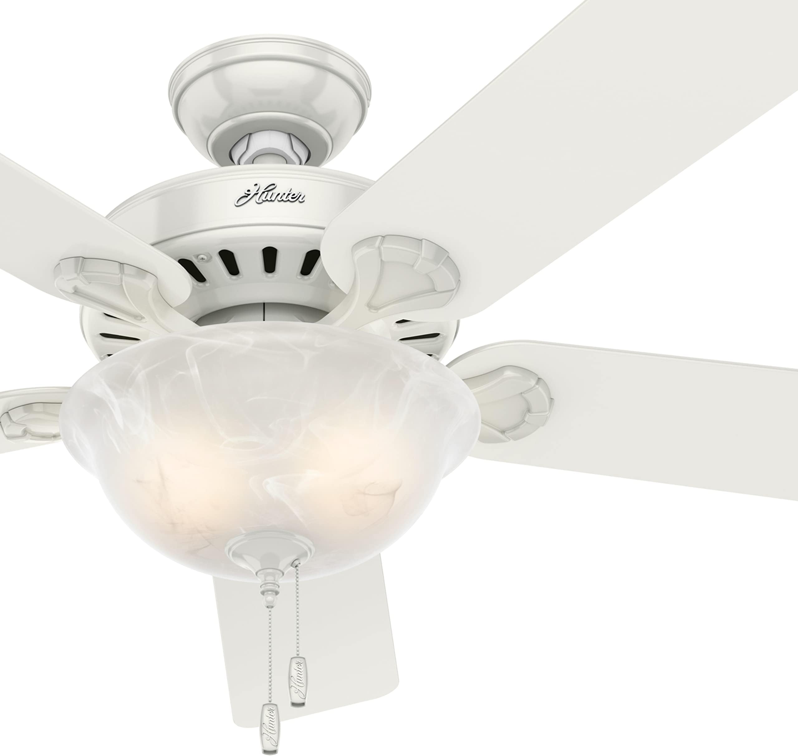 Hunter Fan 52in Traditional Ceiling Fan in Snow White with Swirled ...