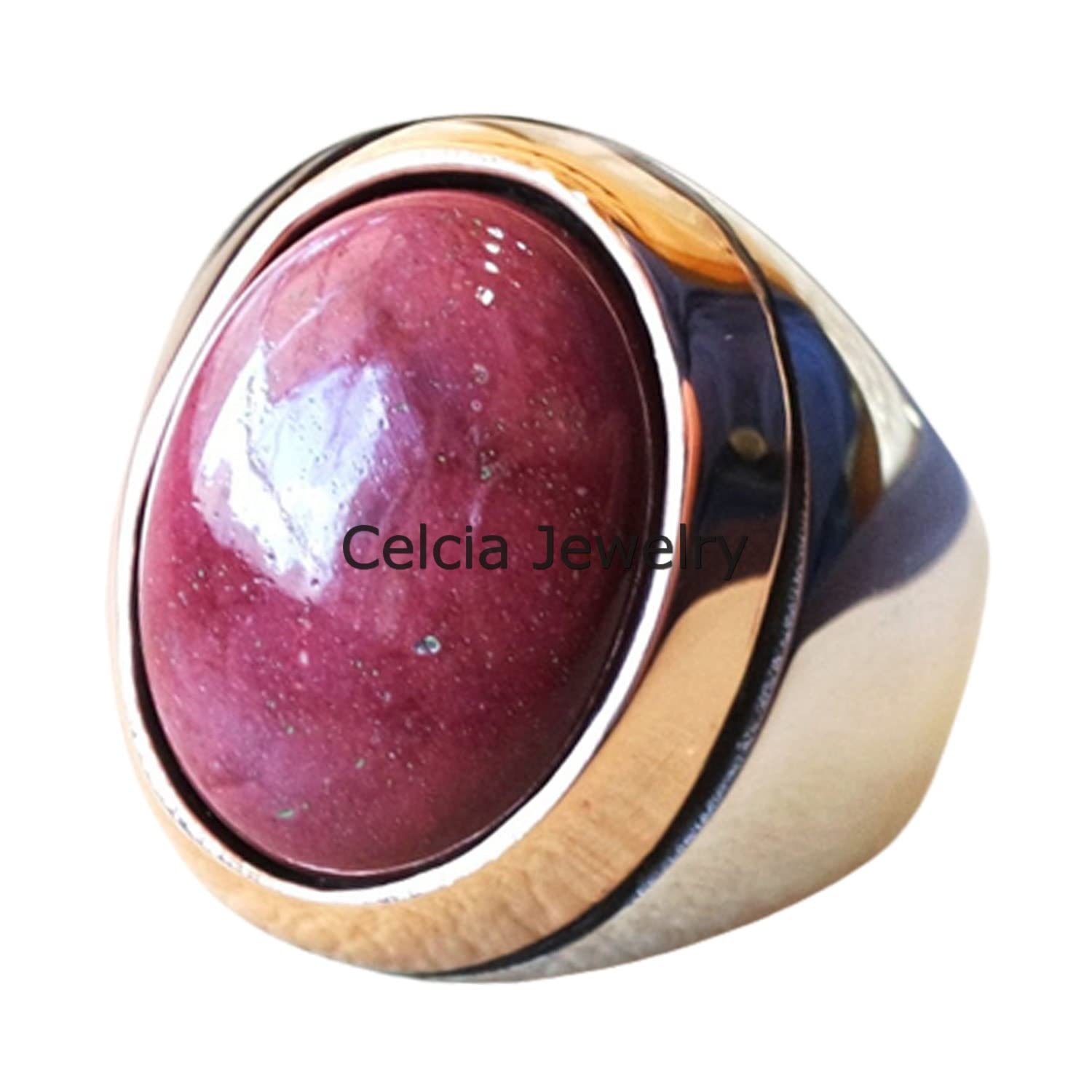 Beautiful Red Rose Mookaite Jasper Genuiine Gemstone Ring, Natural 925 ...