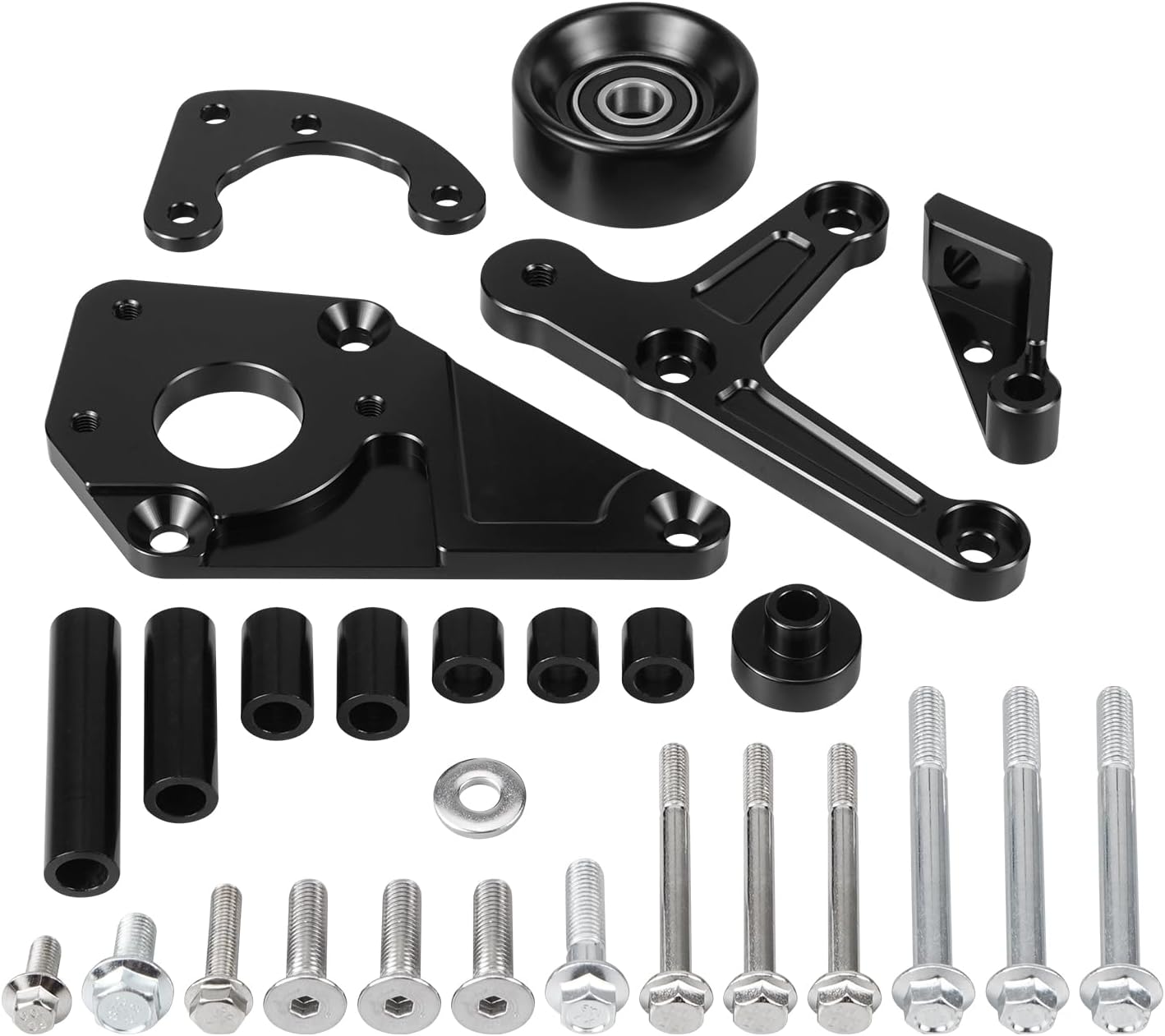 Amazon.com: Bevinsee Low Mount LS Alternator and Power Steering Bracket ...