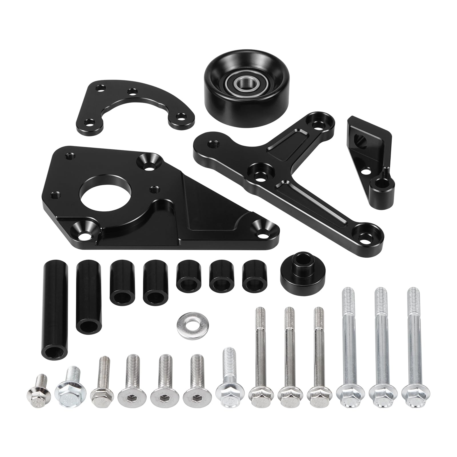 Amazon.com: Bevinsee Low Mount LS Alternator and Power Steering Bracket ...