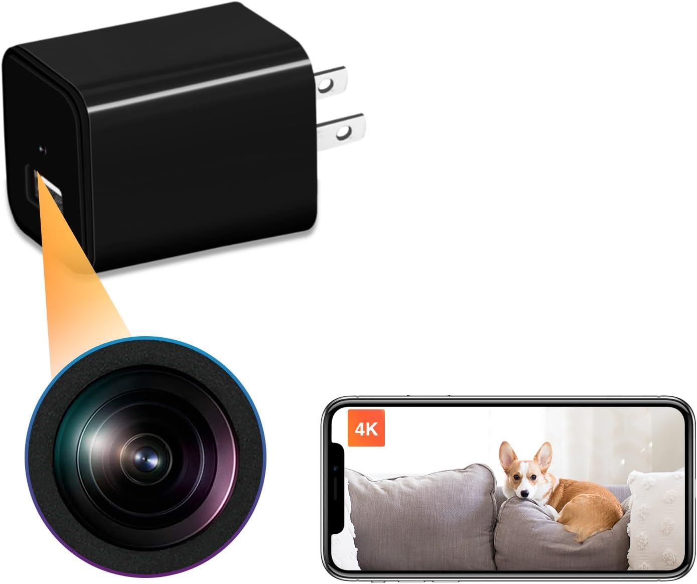 Amazon.com : Spy Hidden Camera Charger WiFi,Night Vision Wireless 4k ...