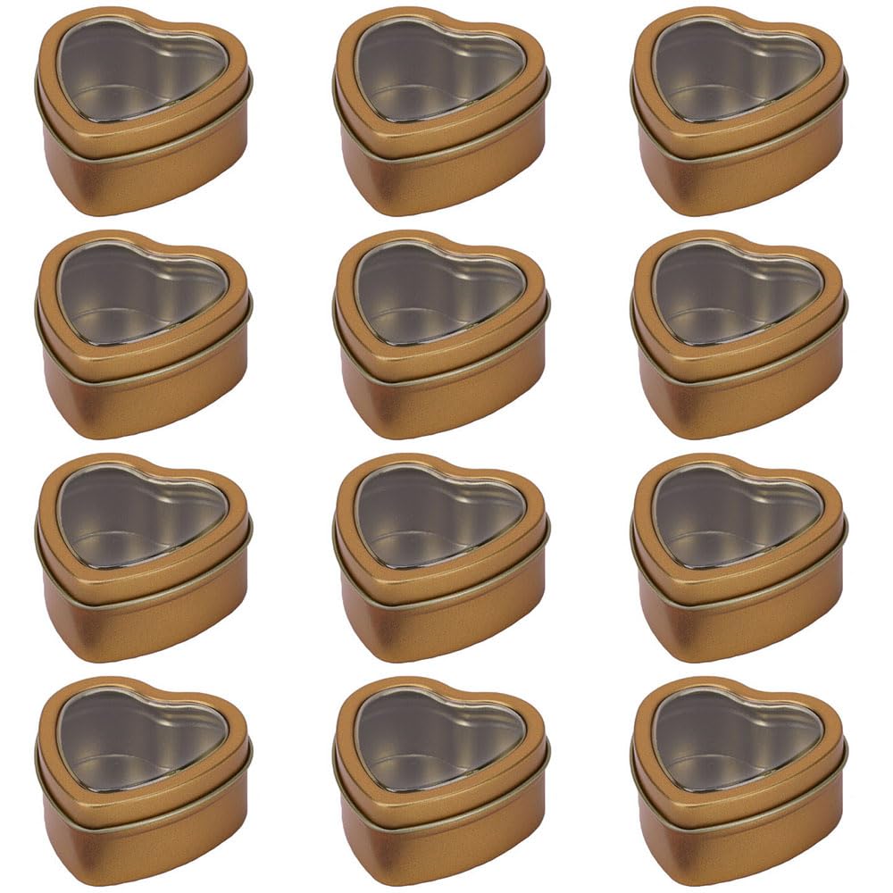 Amazon.com: Alunsito 12 Pack 2 Ounce Metal Tins Cans, Heart Shaped ...