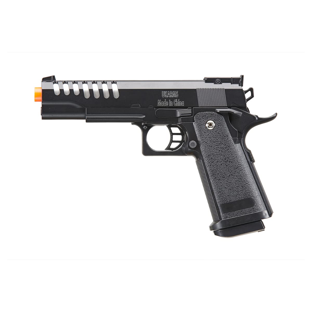 Amazon.com : Black Metal Alloy Airsoft Spring Pistol with Wavey ...