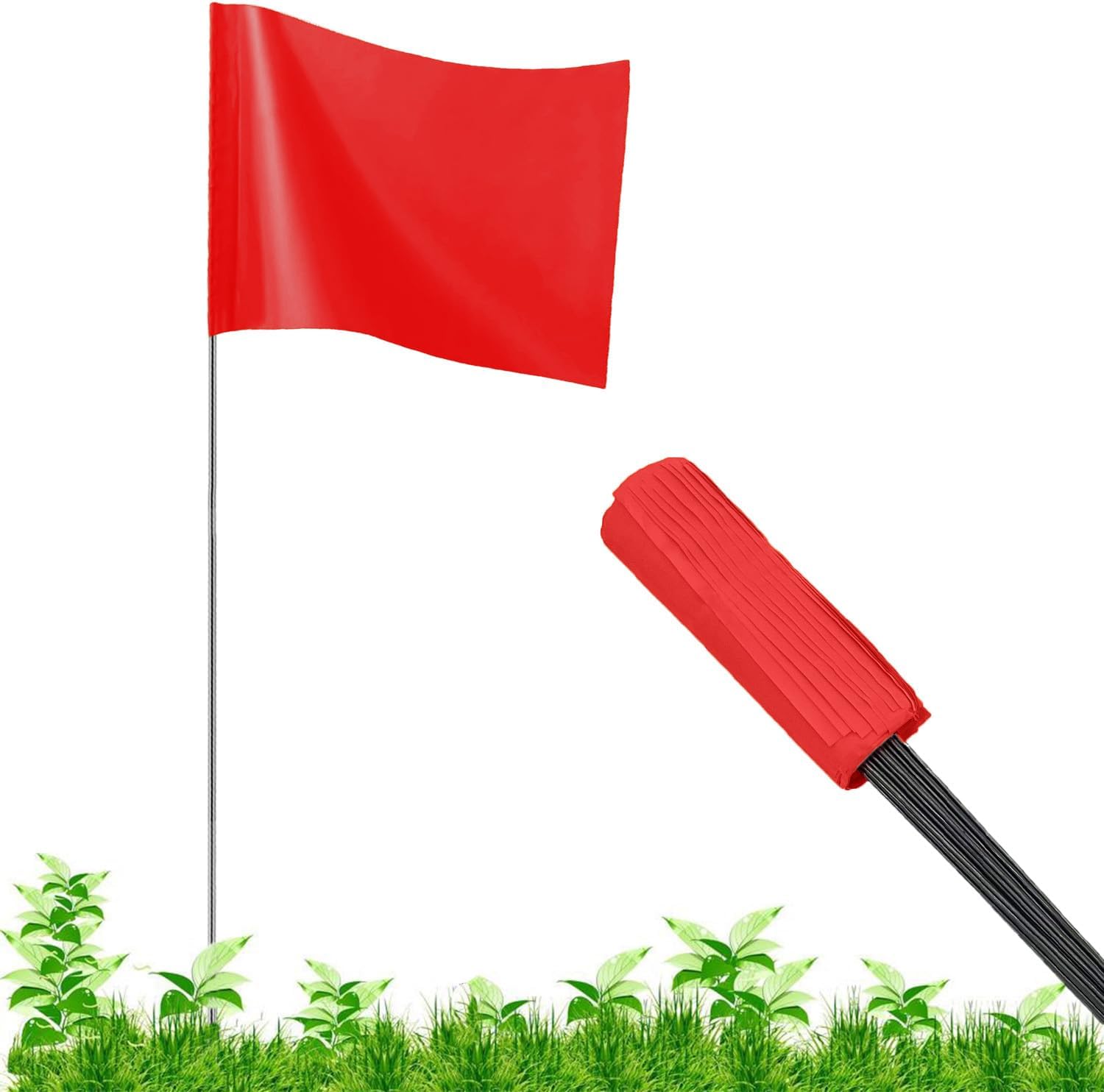 100Pack Red Marking Flags, JIZHGRAD 16x4x5 Inch Marker Flags Use for ...
