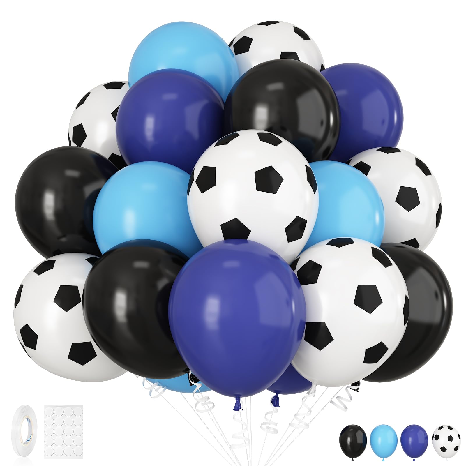Amazon.com: 30pcs Soccer Balloon Blue Black,Soccer Print Balloon Set ...